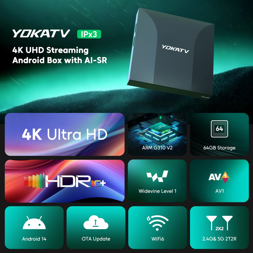 YOKATV IPx3 4K UHD Streaming Android TV Box